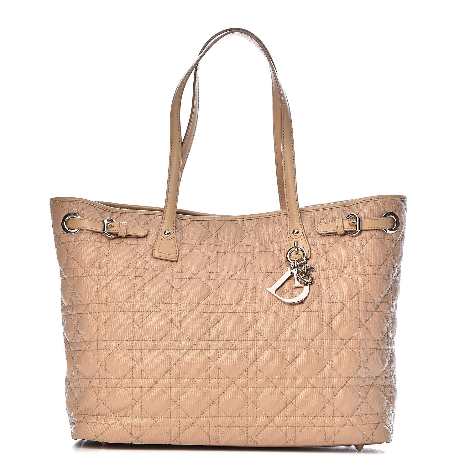 Christian Dior Coated Canvas Cannage Small Panarea Tote Beige 501468 ...