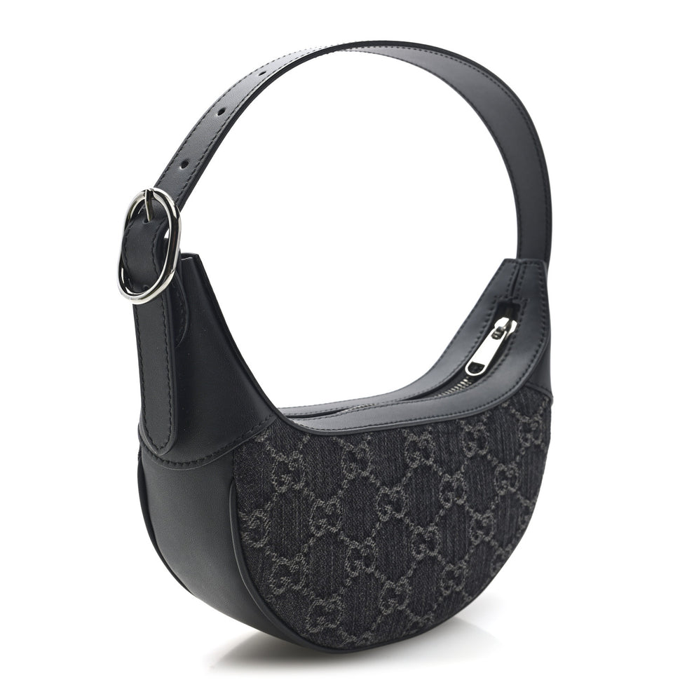 Gucci Denim GG Monogram Dollar Calfskin Web Mini Ophidia Half Moon Hobo ...
