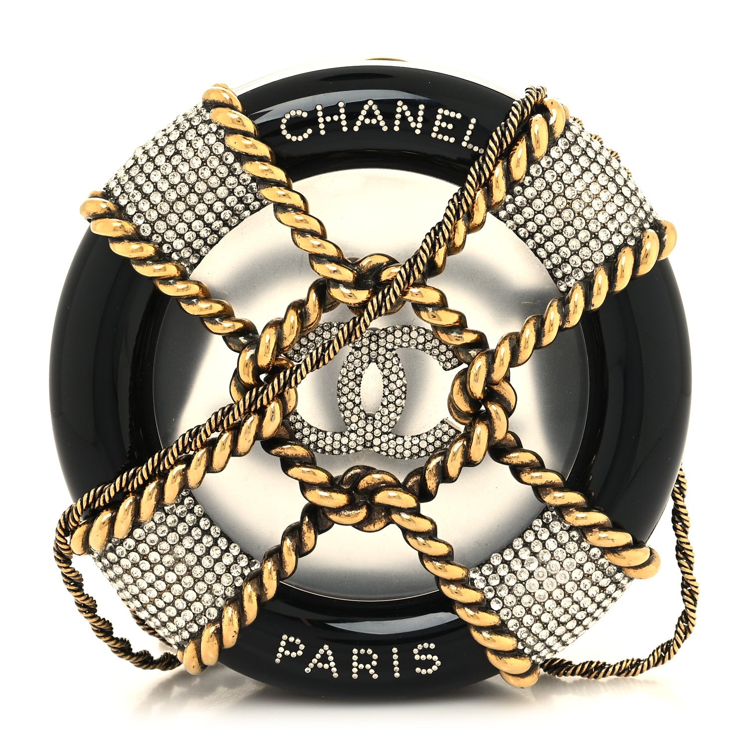 Chanel Resin Crystal Rescue Wheel Minaudière Black 1375173 – FASHIONPHILE