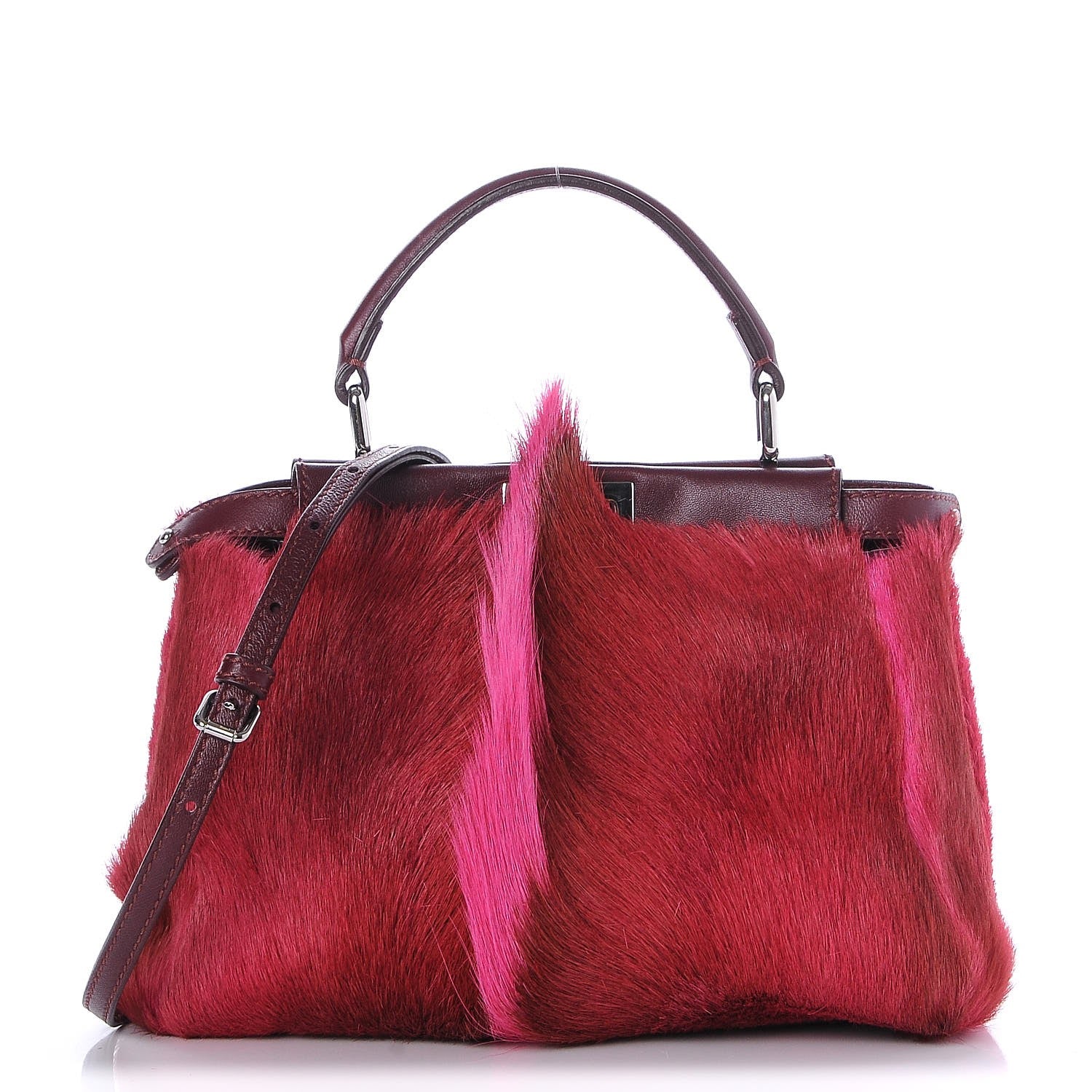 Fendi Springbok Fur Nappa Mini Peekaboo Iconic Satchel Pink 237333 ...