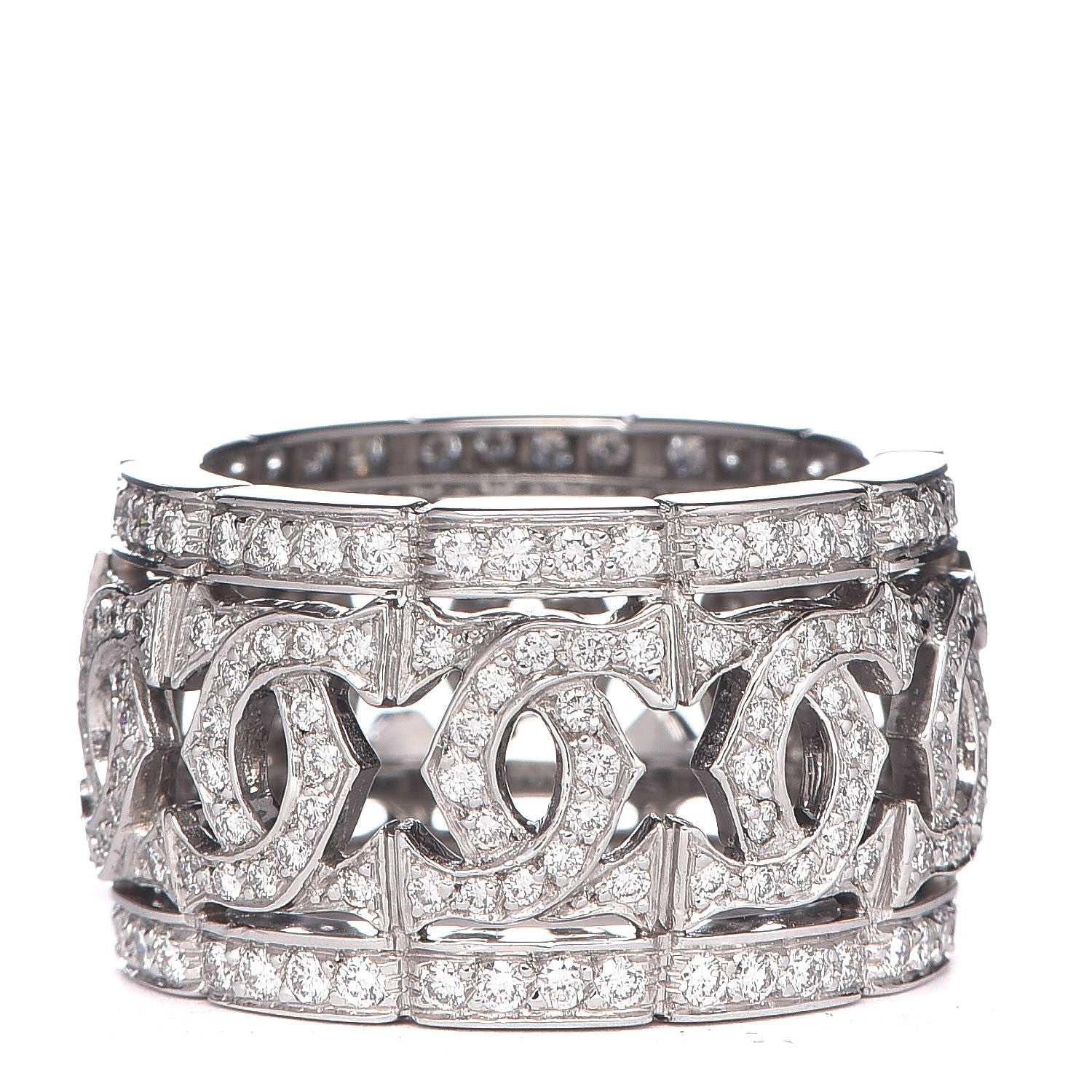 Cartier 18K White Gold Diamond Entrelaces Ring 53 6.25 431160 ...