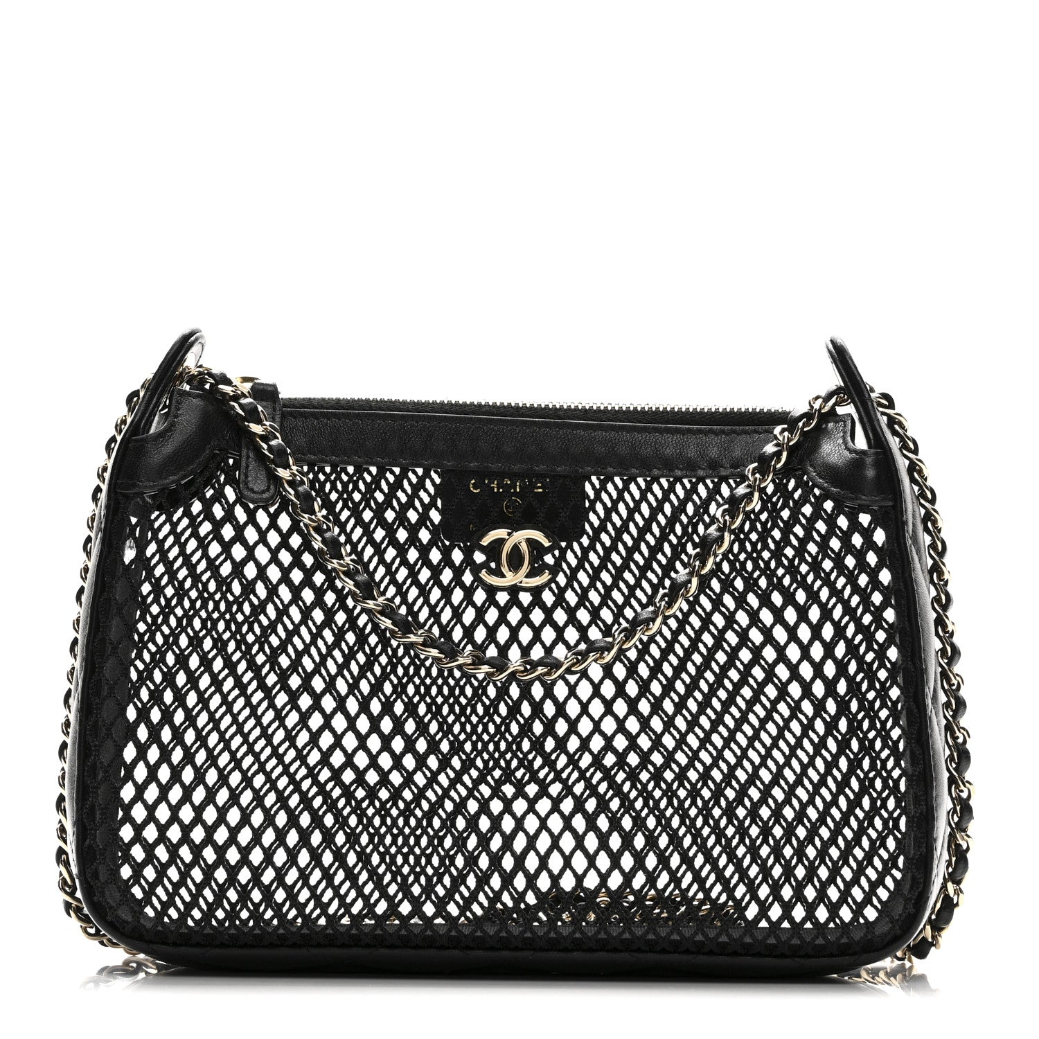 Chanel Mesh Shiny Lambskin Clutch With Chain Black 1773328 – FASHIONPHILE