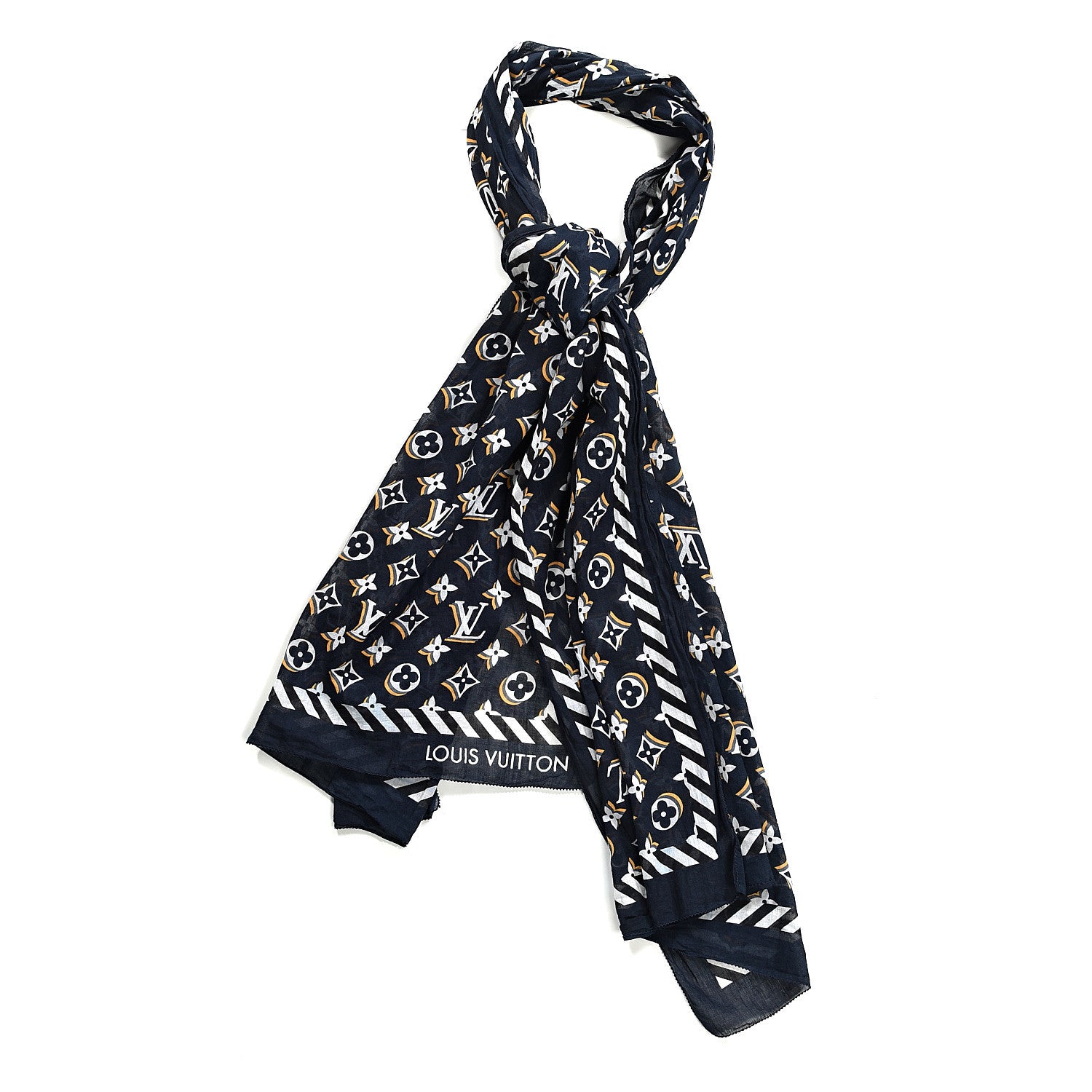 Louis Vuitton Cotton Monogram Bulles Pareo Scarf Navy 536117 – FASHIONPHILE