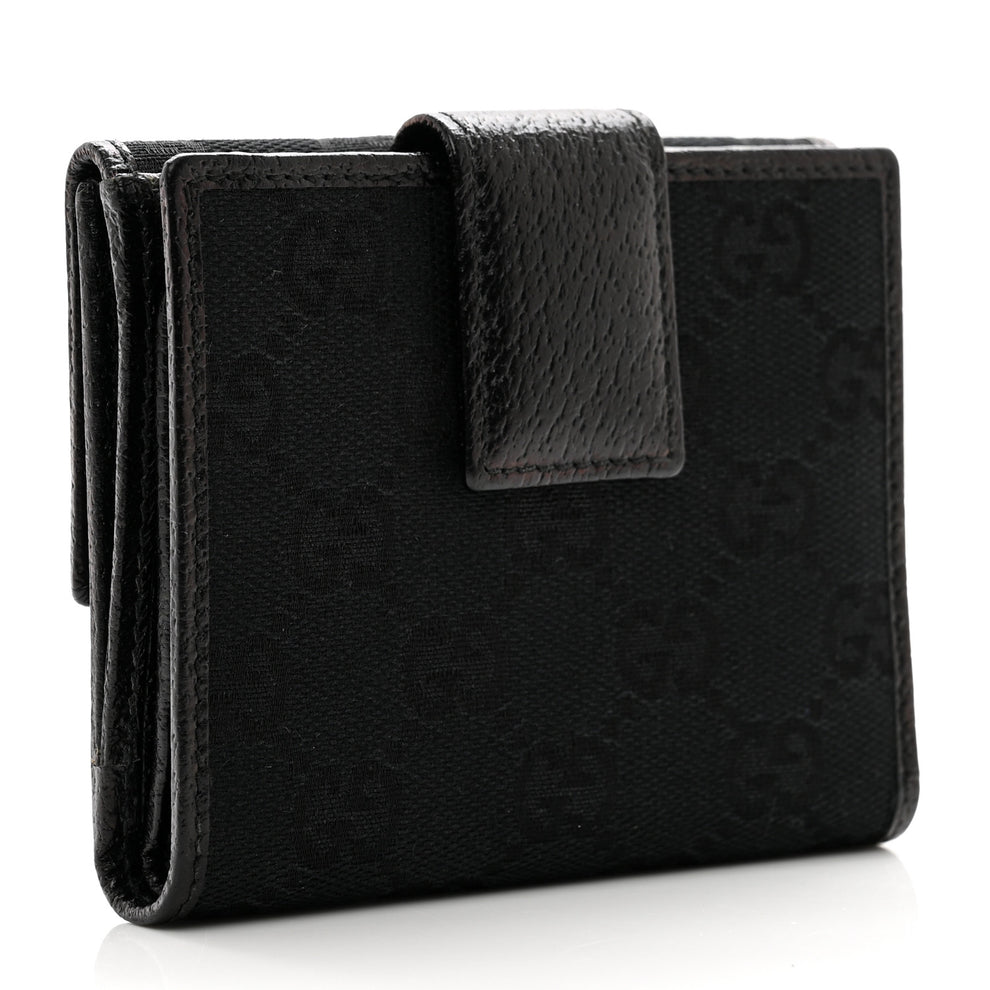 Gucci Monogram Textured Calfskin Metal Bar French Flap Wallet Black ...