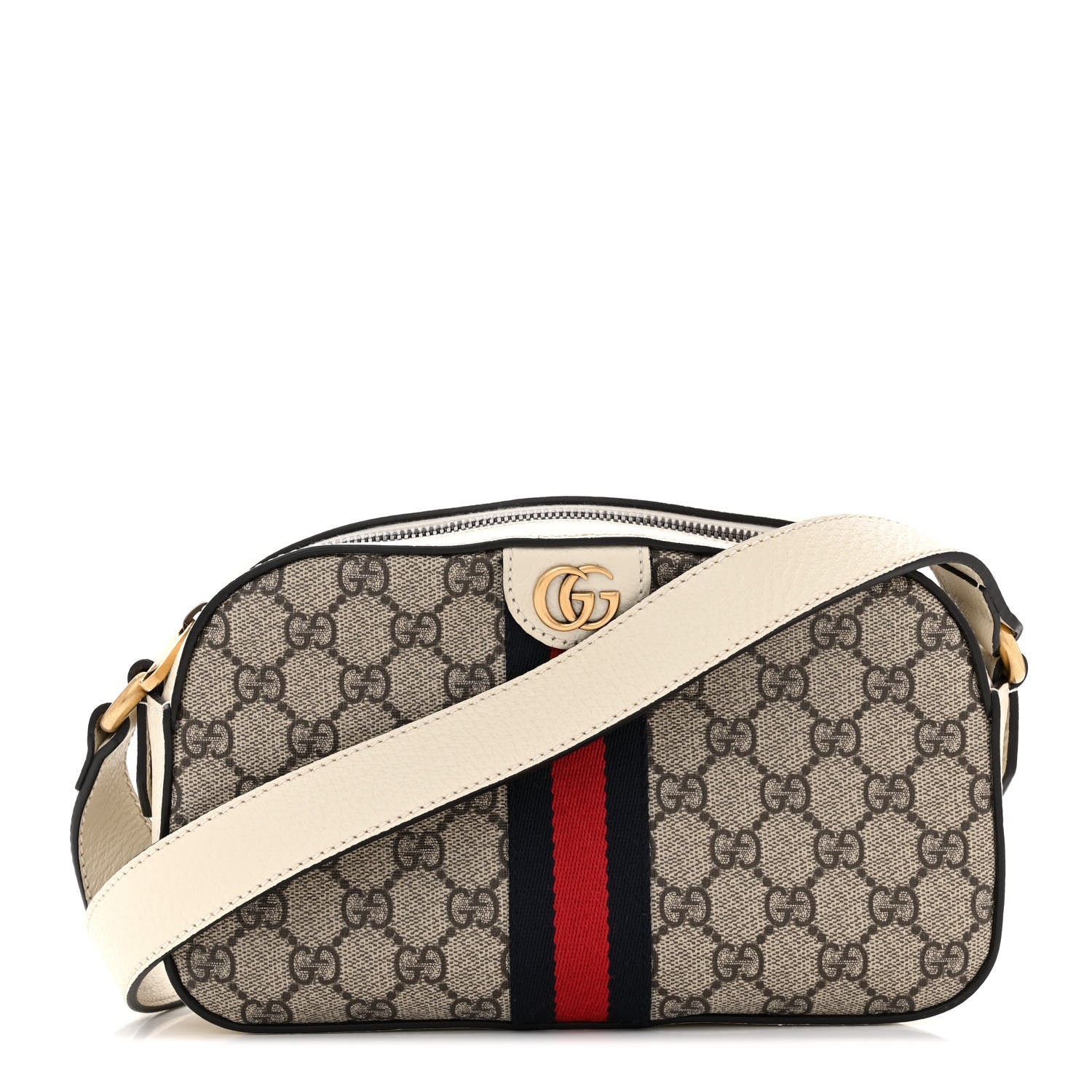 Gucci GG Supreme Monogram Textured Calfskin Web Small Ophidia Camera ...