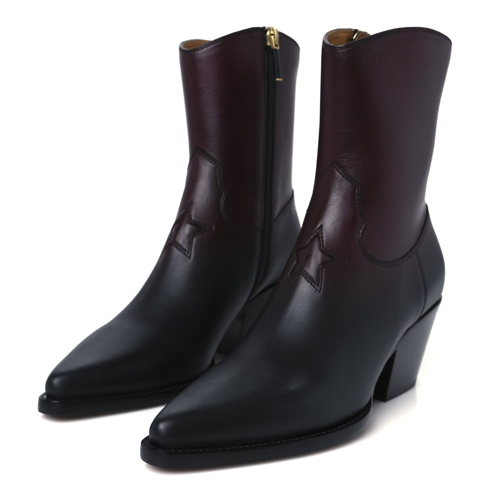 Christian Dior Shaded Calfskin Ombre L.A. Ankle Boots 37 Black Rouge ...