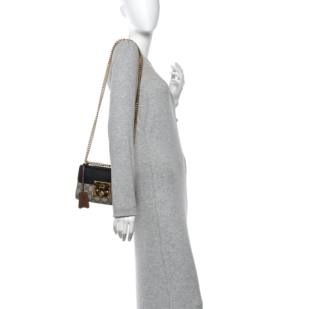 Gucci GG Supreme Monogram Calfskin Small Padlock Shoulder Bag Beige ...