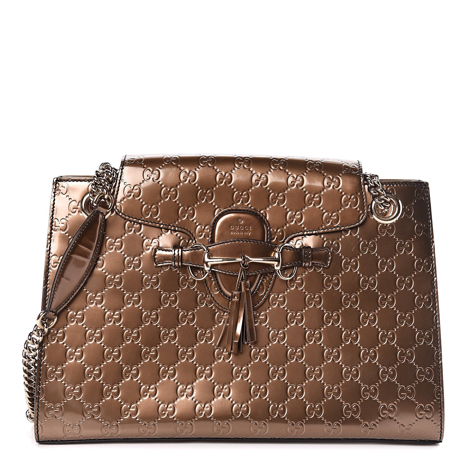Gucci Shine Guccissima Large Emily Chain Shoulder Bag Acero 454026 ...