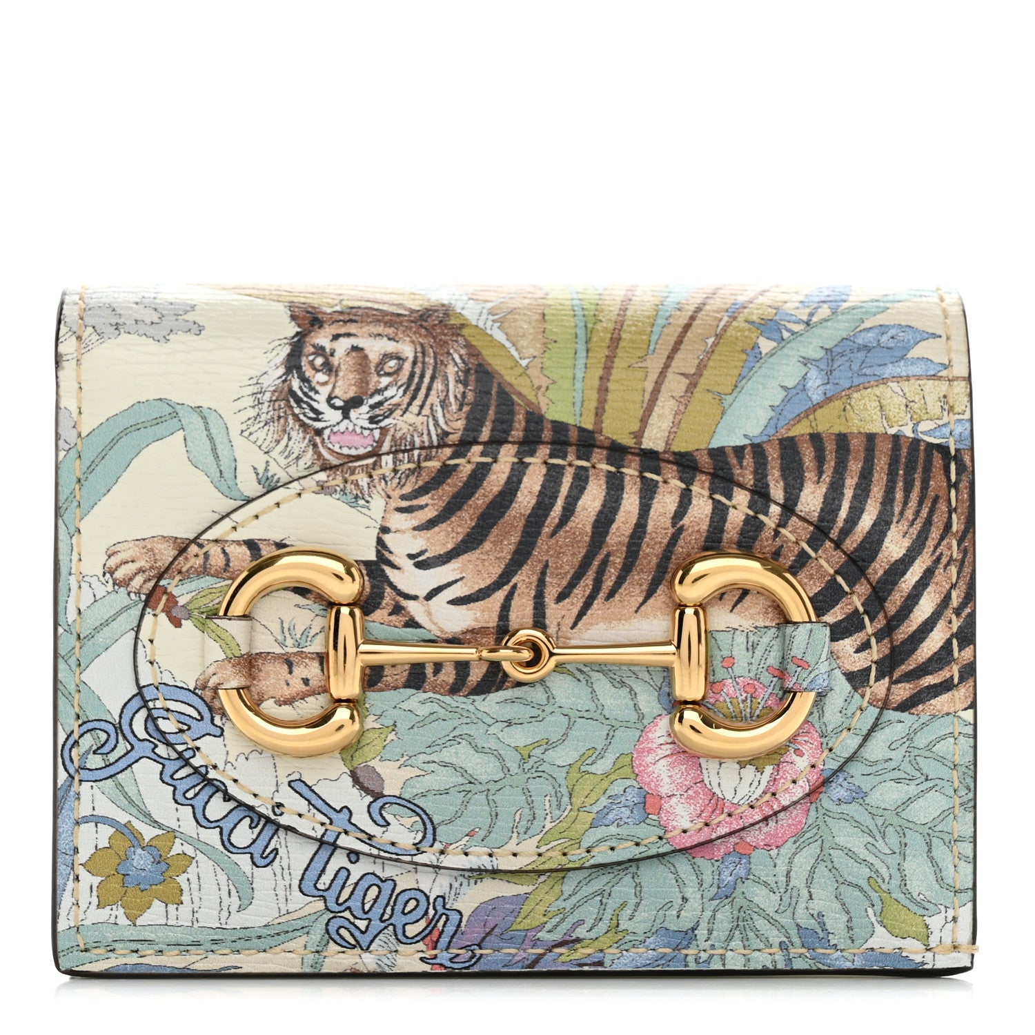 Gucci New Shangai Calfskin Tiger Savanah Horsebit 1955 Card Case Wallet ...