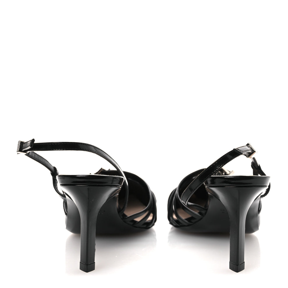 Gucci Patent Regent Calfskin Walma 65 Buckle Slingback Pumps 38 Black ...