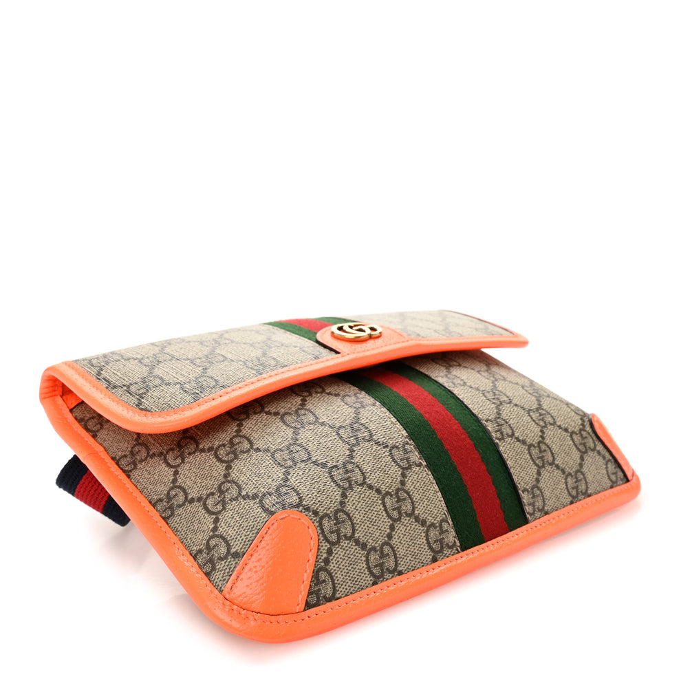 Gucci GG Supreme Monogram Web Small Ophidia Belt Bag Beige Ebony Orange ...