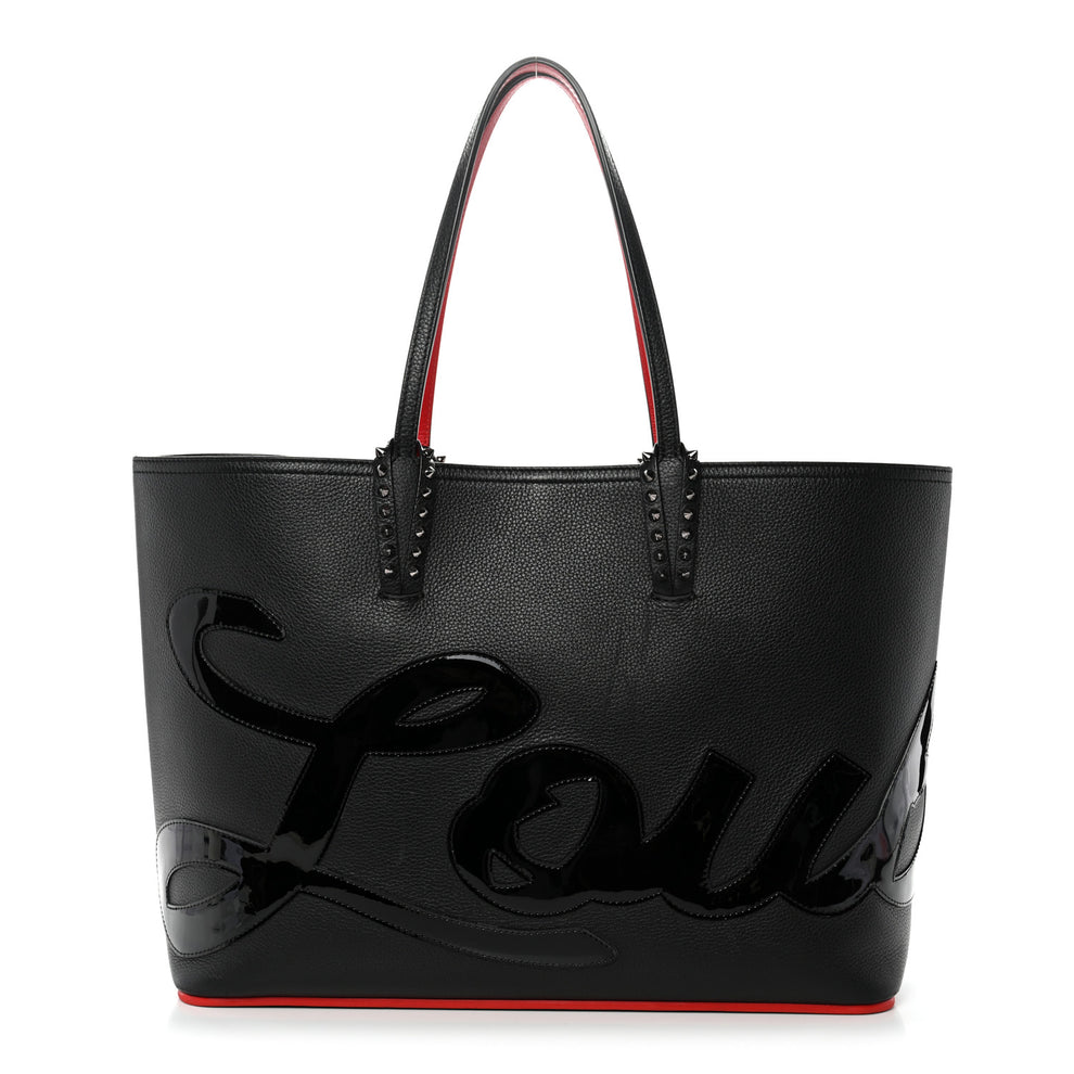 Christian Louboutin Calfskin Patent Logo Spikes East West Cabata Tote ...