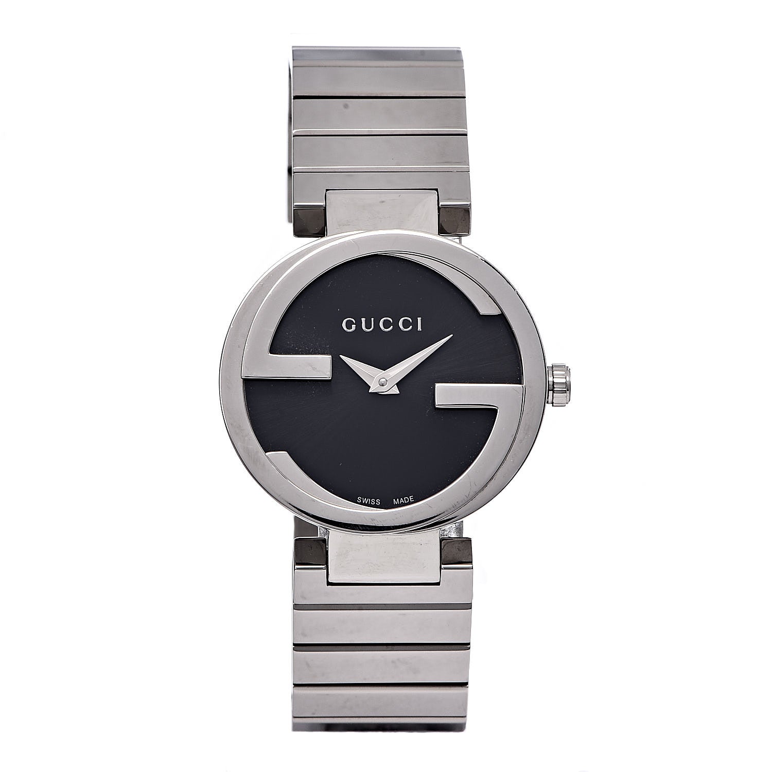 Gucci Stainless Steel 28mm Interlocking G Quartz Watch Black 471219 ...