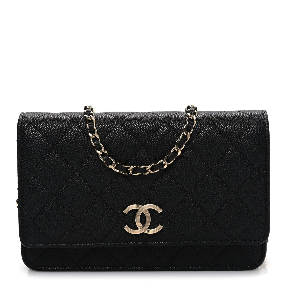 Chanel Caviar Quilted Striated CC Wallet On Chain WOC Black 1875878 ...