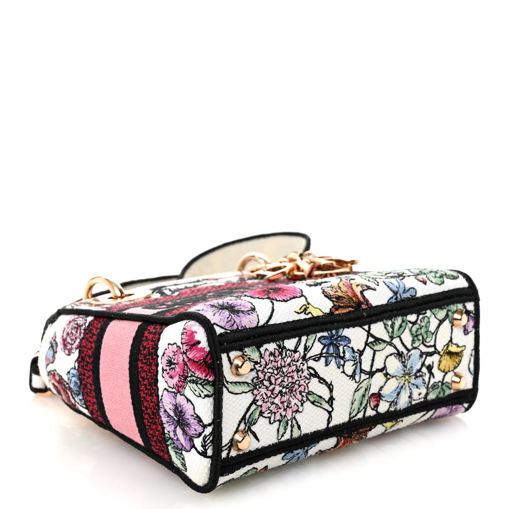 Christian Dior Canvas Florilegio Embroidered Mini Lady D-Lite White ...