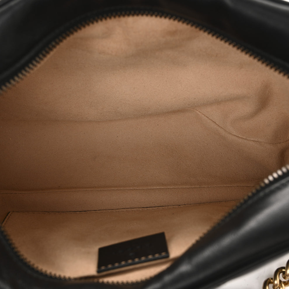 Gucci Calfskin Matelasse Small GG Marmont Chain Shoulder Bag Black ...