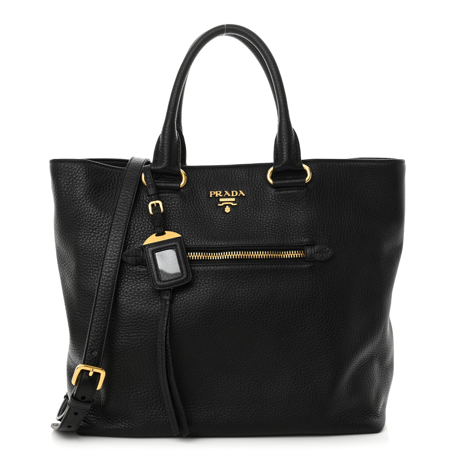 Prada Vitello Daino Shopping Tote Black 1708536 – FASHIONPHILE