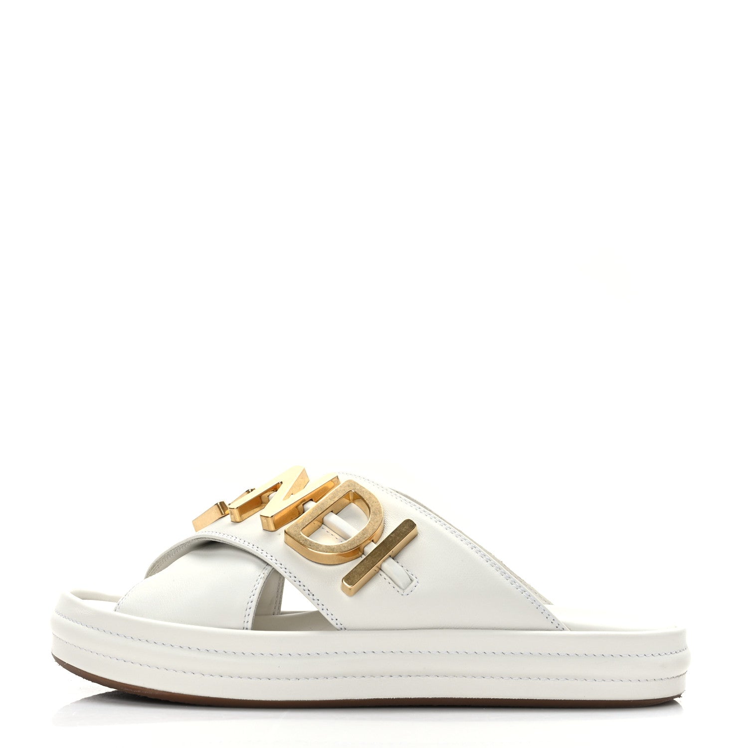 Fendi Vitello Womens Fendigraphy Slide Sandals 36 White Ice 1252253 ...