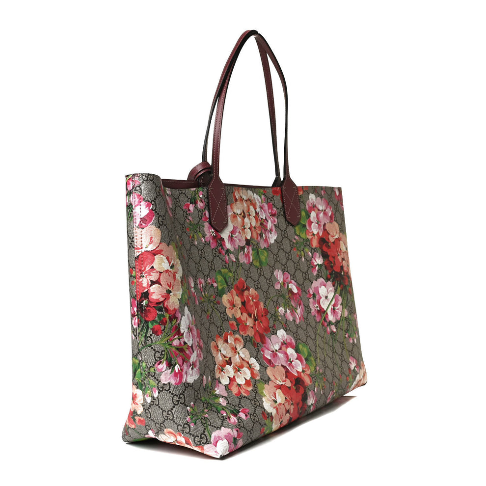 Gucci GG Supreme Monogram Blooms Large Reversible Tote Beige Multicolor ...