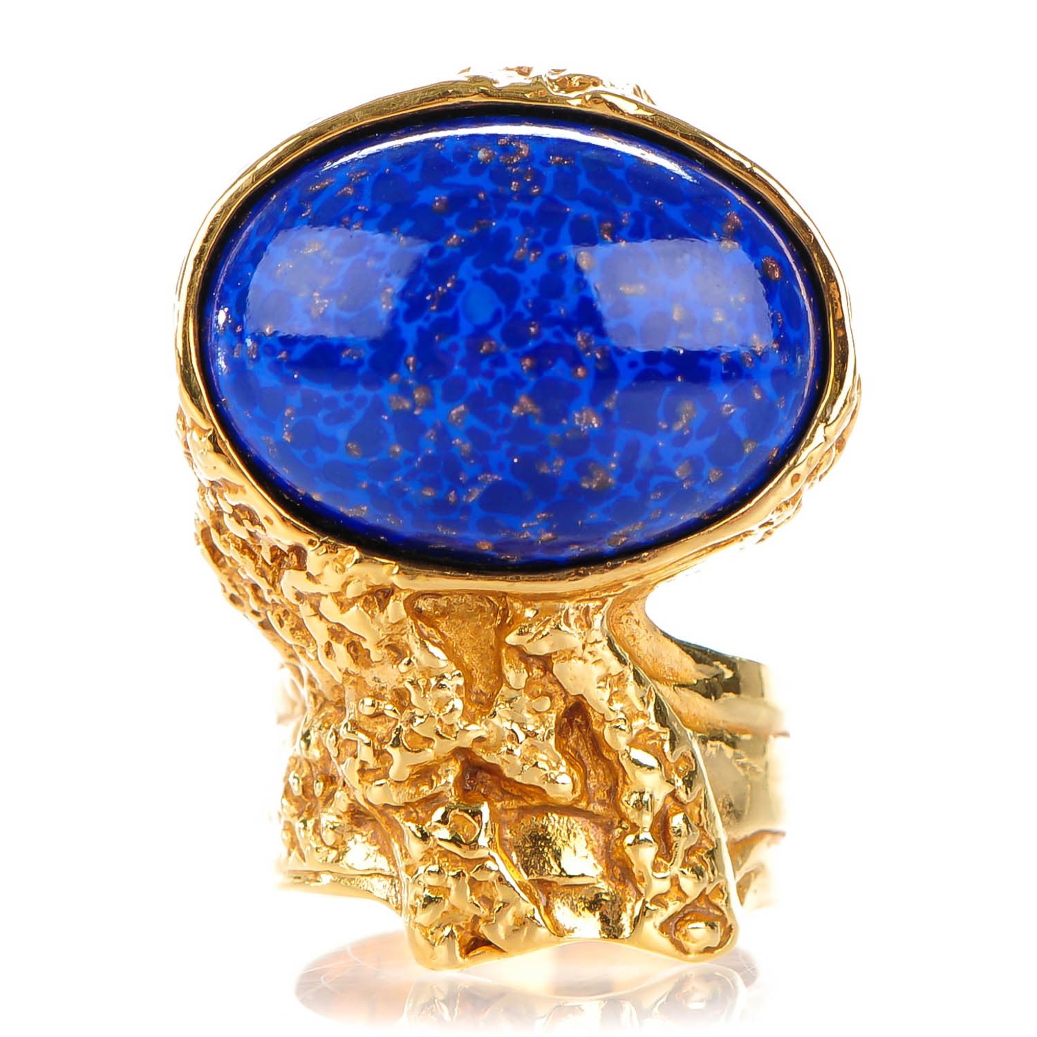 Saint Laurent Glass Cabochon Arty Ovale Ring 8 Gold Lapis 145070 ...