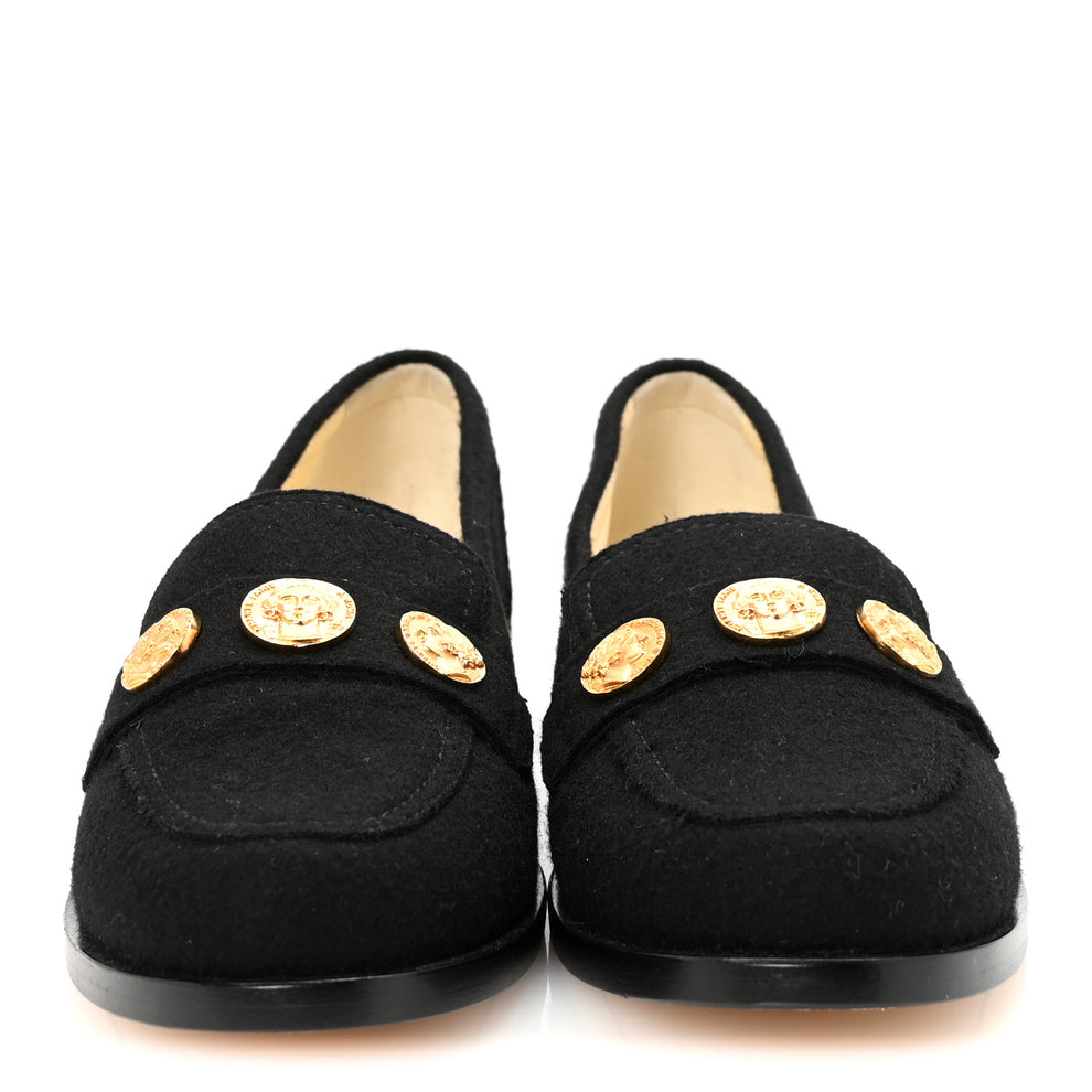 Chanel Tweed Medallion Loafers 40 Black 1779302 – FASHIONPHILE