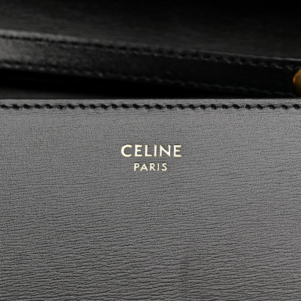Celine Shiny Calfskin Triomphe Margo Wallet on Chain Black 1787304 ...