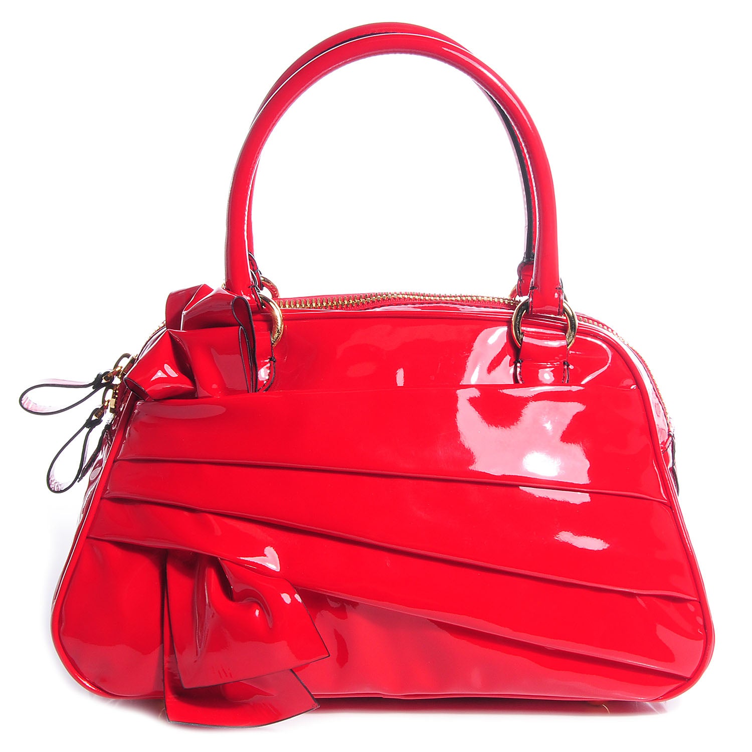 Valentino Garavani Patent Lacca Bow Bowling Bag Red 97401 – FASHIONPHILE
