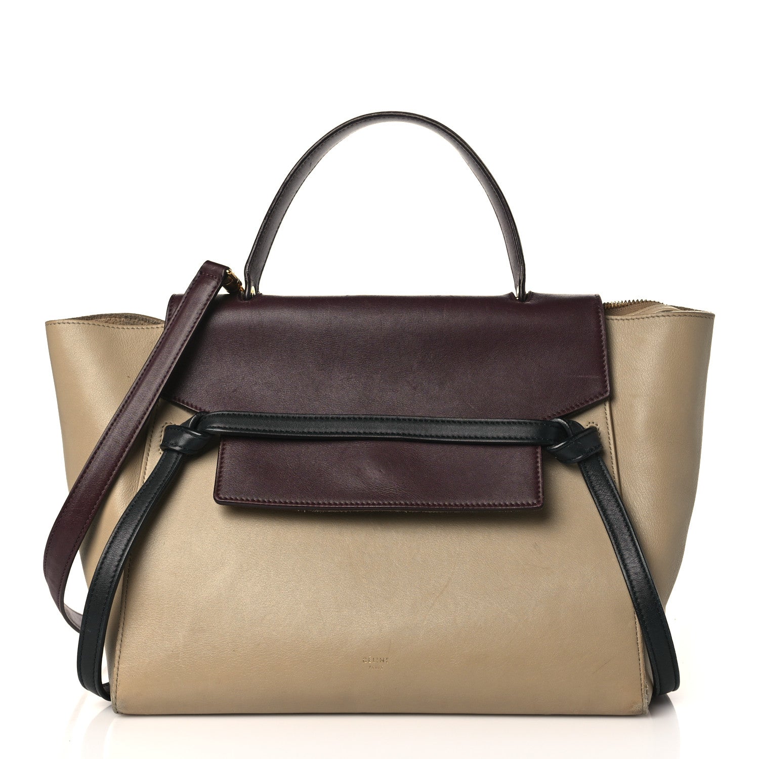 Celine Smooth Calfskin Mini Tri-Color Belt Bag Beige Burgundy 1176758 ...