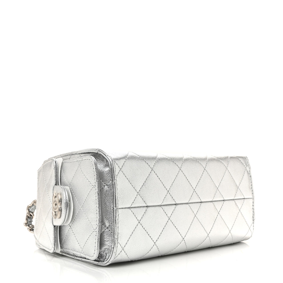 Chanel Metallic Caviar Quilted Mini Chanel 25 Handbag Silver 1792935 ...