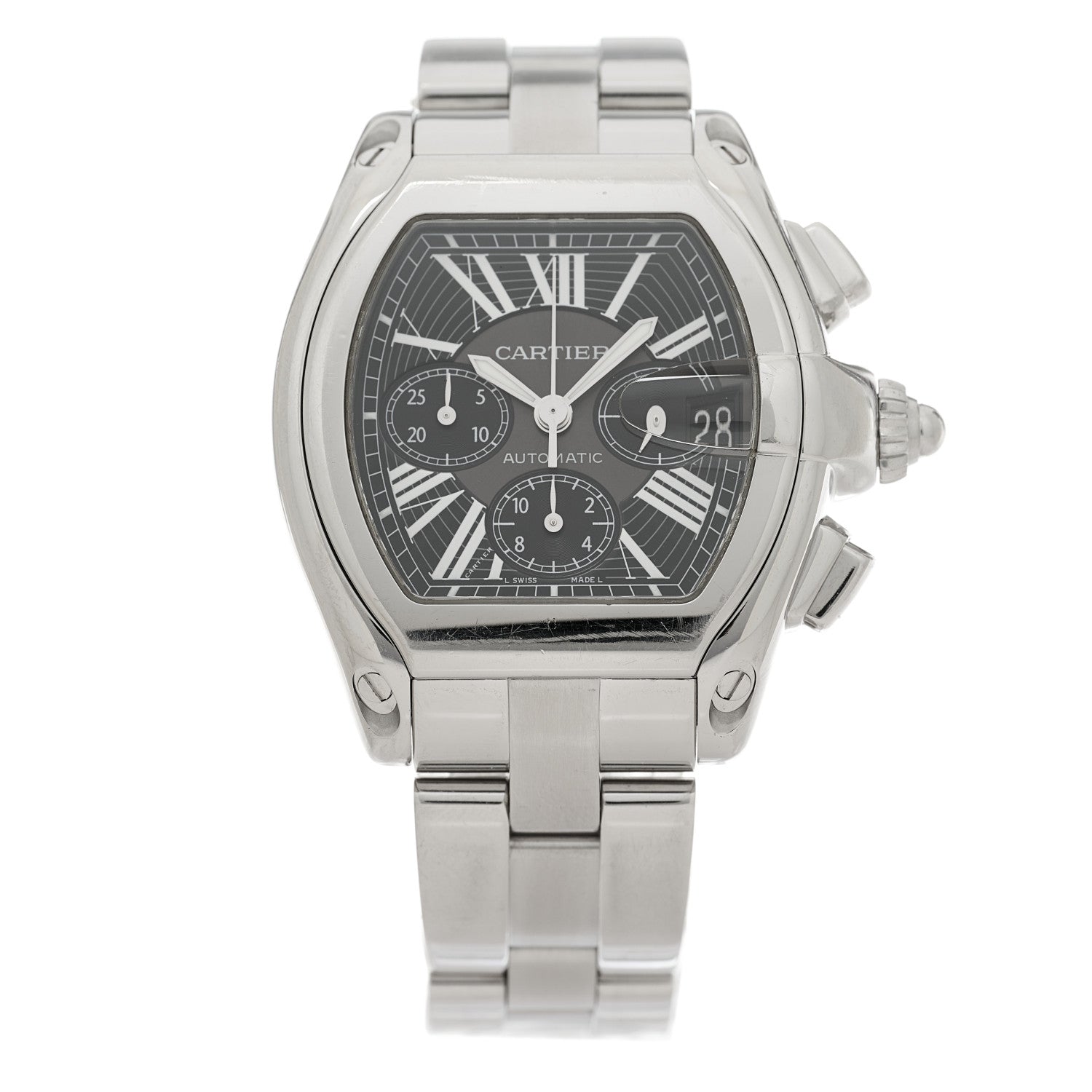 Cartier Stainless Steel 42mm Roadster Chronograph Automatic Watch Black ...