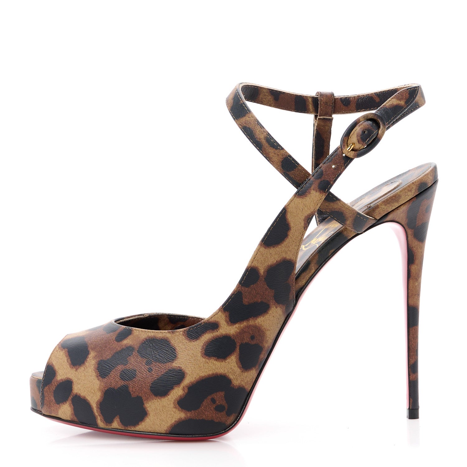 Christian Louboutin Calfskin Leopard Jenlove Alta 120 Pumps 39 Brown ...