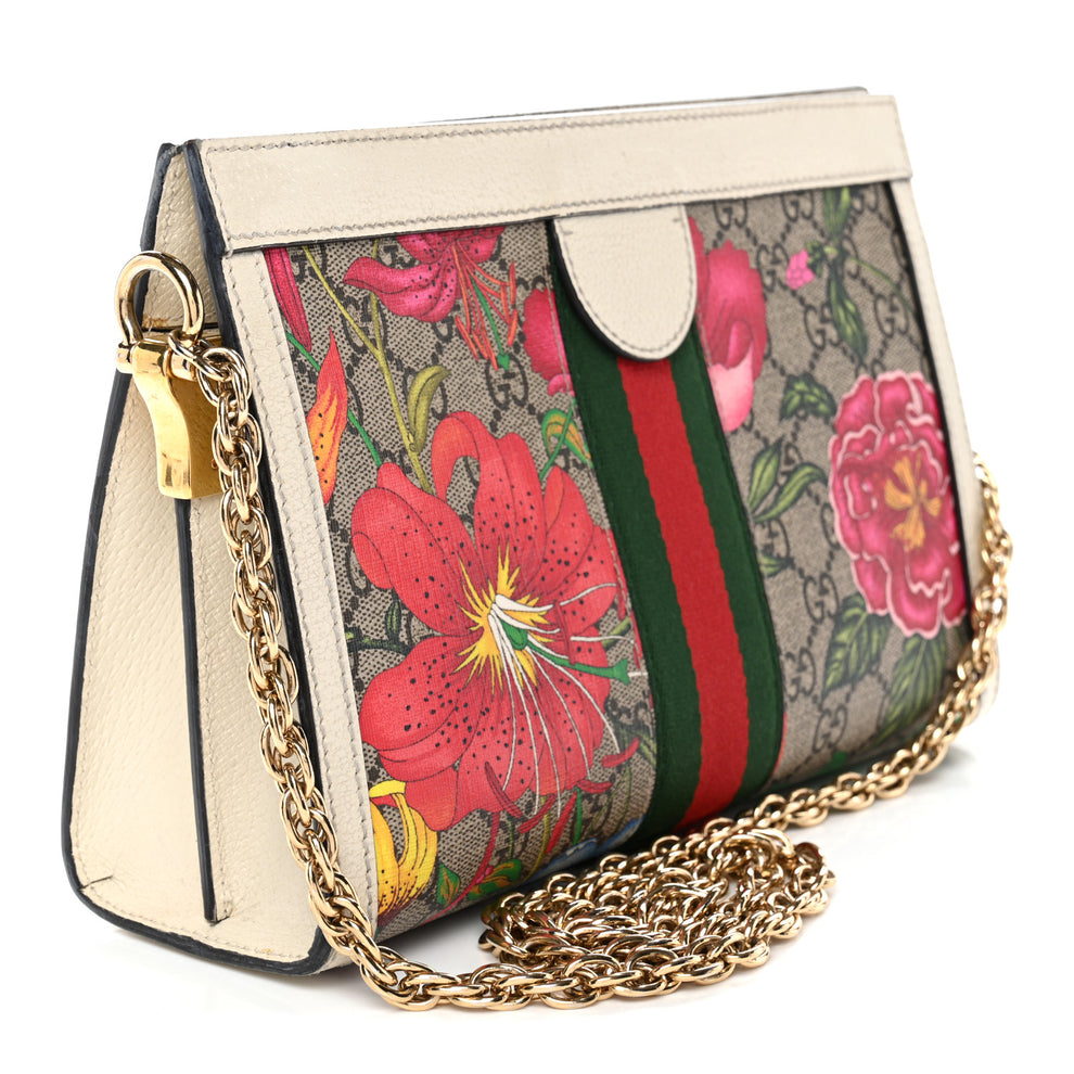 Gucci GG Supreme Monogram Flora Web Small Ophidia Chain Shoulder Bag ...