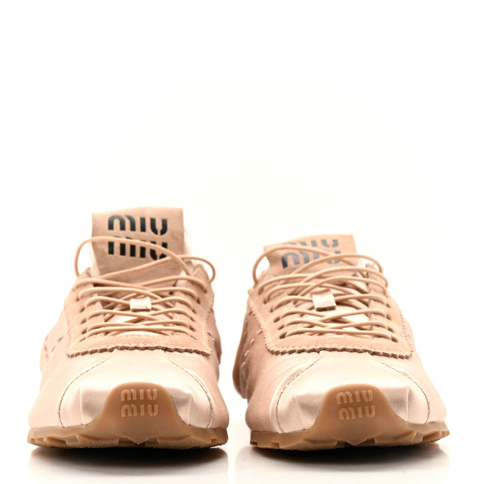 Miu Miu Satin Womens Plume Sneakers 37 Cipria 1793718 – FASHIONPHILE