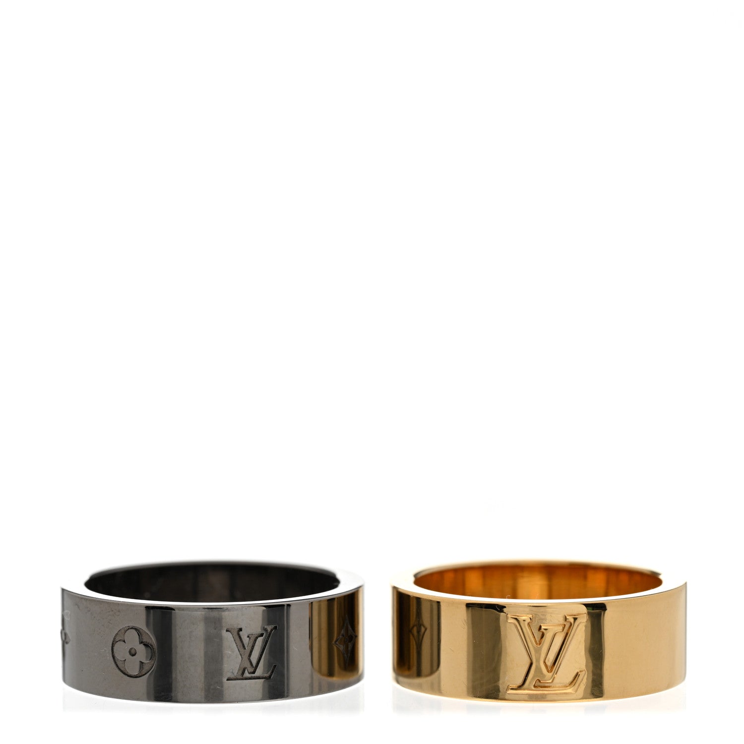 Louis Vuitton Metal LV Instinct Set of 2 Rings L 63/10.25 Silver Gold ...