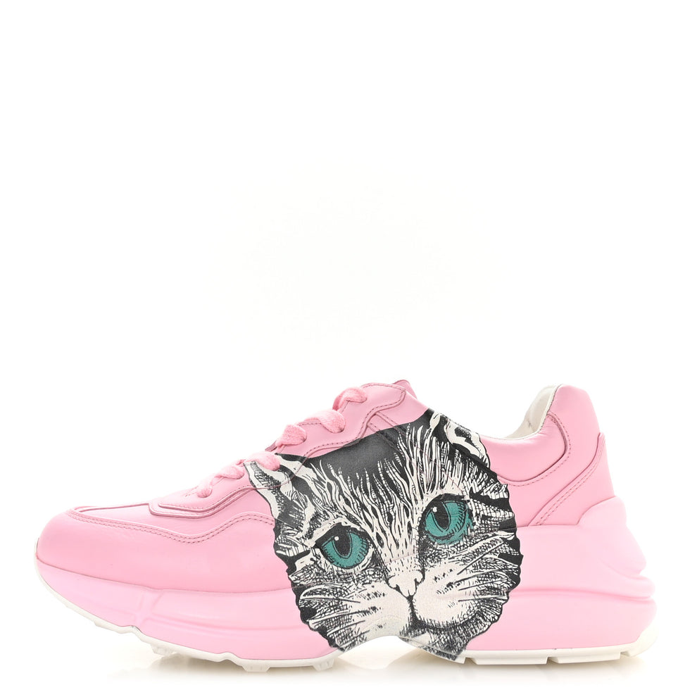 Gucci Calfskin Mystic Cat Rhyton Sneakers 38 Sugar Pink 1775436 ...