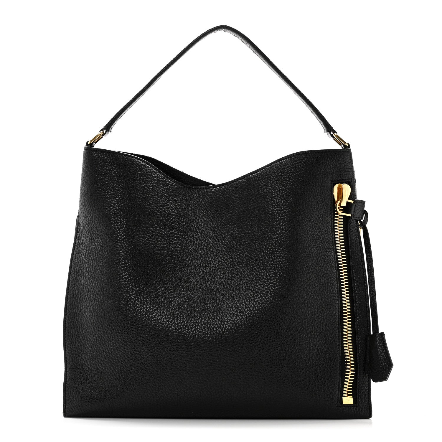 Tom Ford Pebbled Calfskin Small Alix Padlock Zip Hobo Bag Black 1807469 ...