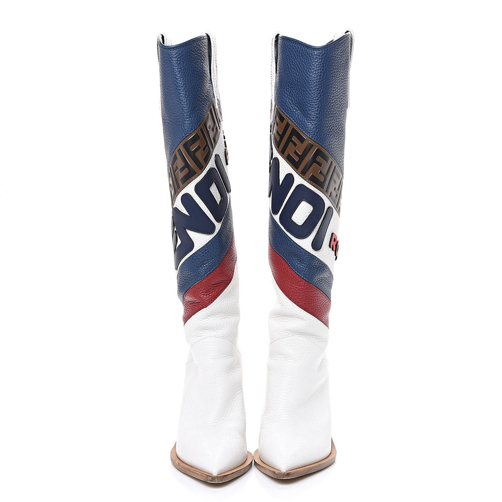 Fendi X FILA Grained Calfskin Mania FF 1974 Embossed Cutwalk Tall Boots ...
