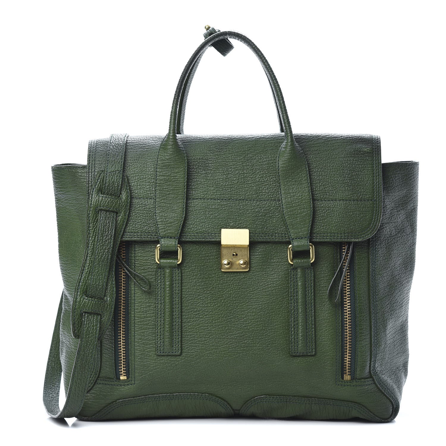 3.1 Phillip Lim 3.1 Textured Calfskin Medium Pashli Satchel Jade 656552 ...