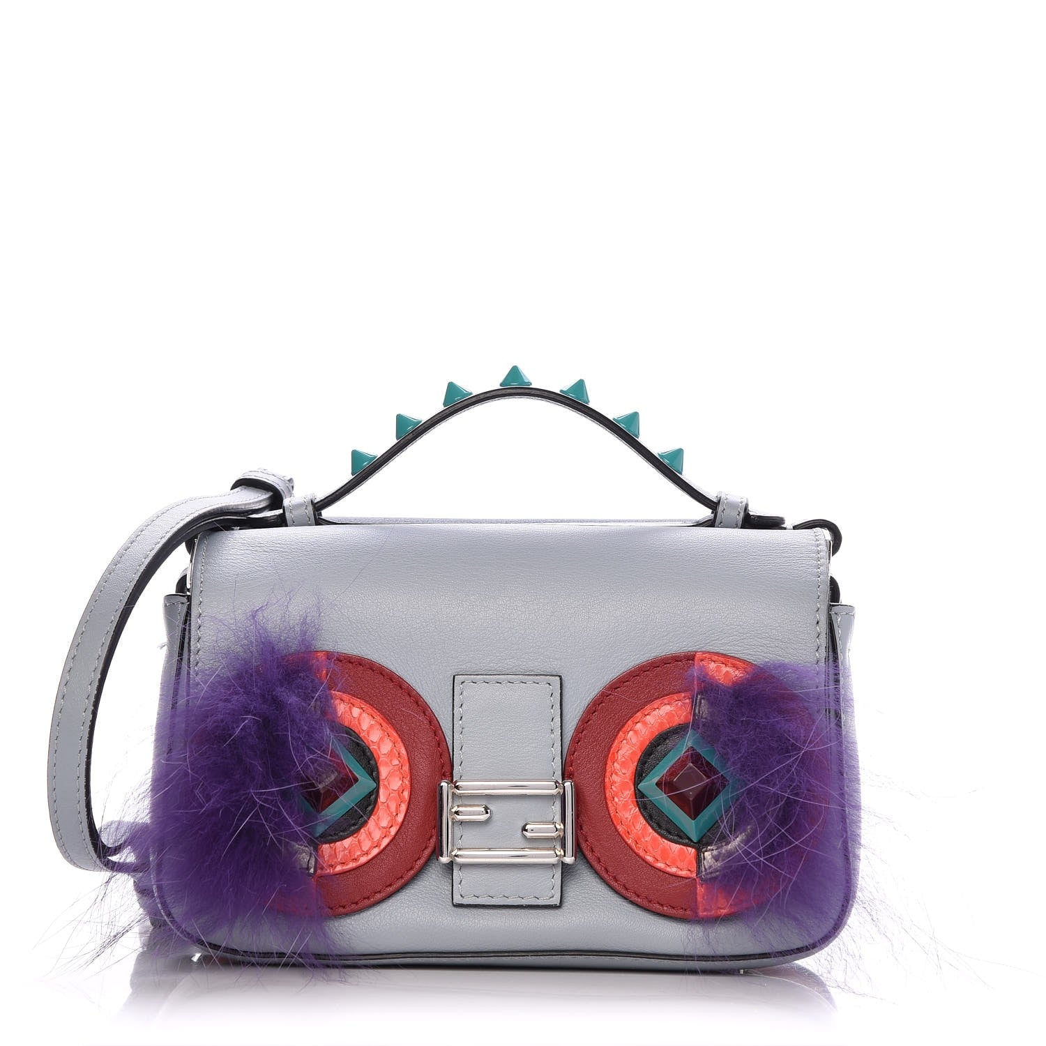 Fendi Vitello Dolce Elaphe Ayers Fox Hypnoteyes Studded Micro Double ...
