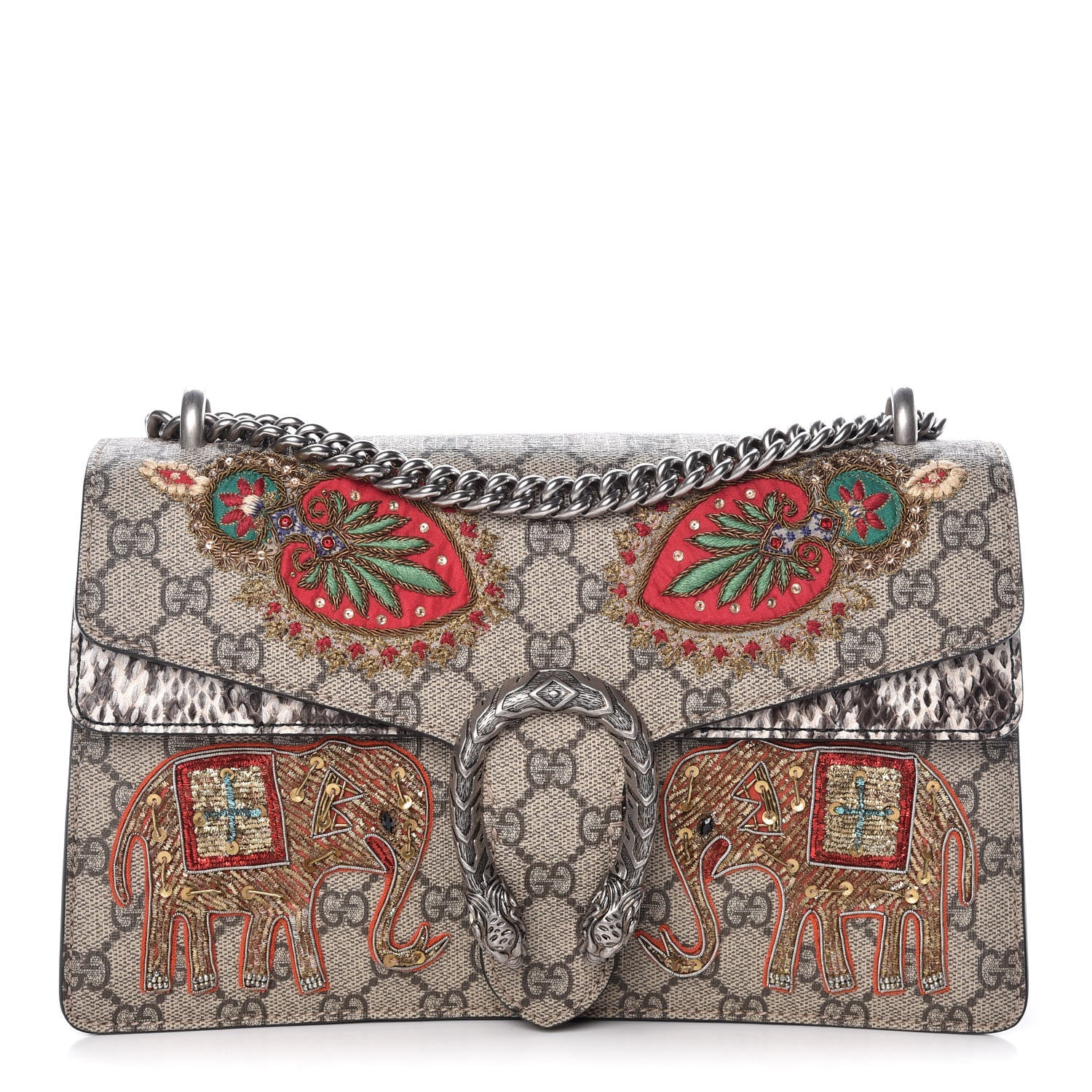 Gucci GG Supreme Monogram Elaphe Elephant Embroidered Small Dionysus ...