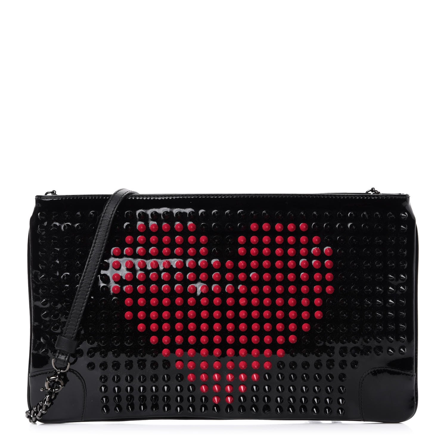 Christian Louboutin Patent Panettone Spiked Valentines Clutch Bag Black ...