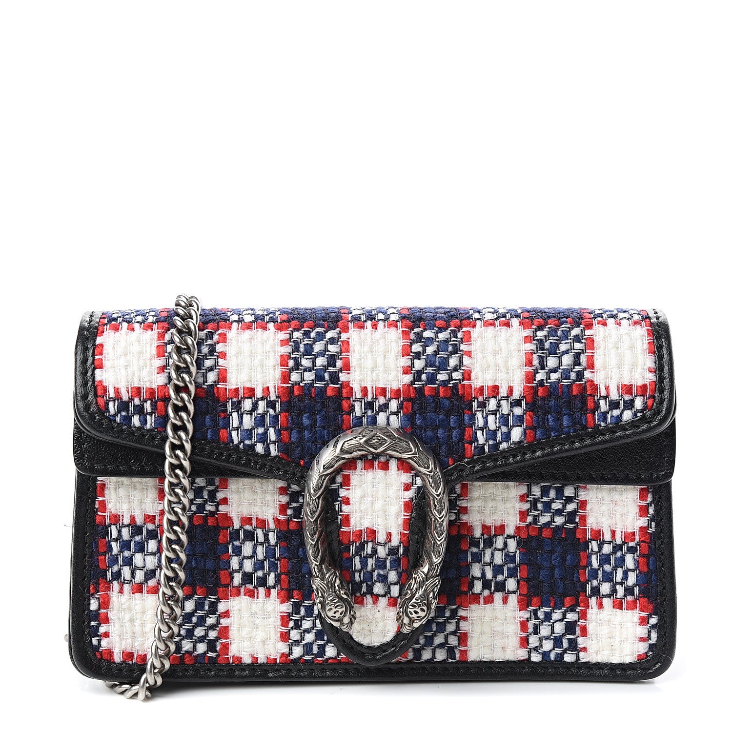 Gucci Vintage Tweed Check Super Mini Dionysus Shoulder Bag White ...