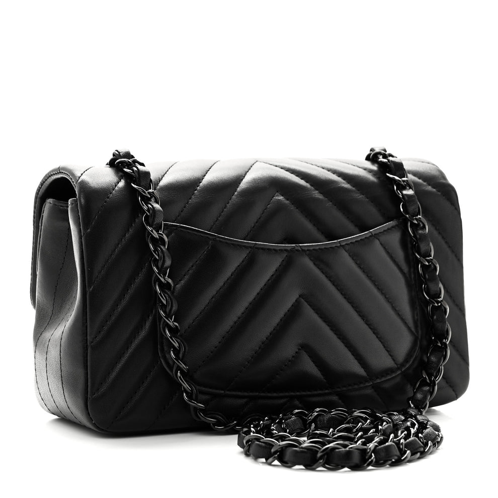 Chanel Lambskin Chevron Quilted Mini Rectangular Flap So Black 1800952 ...