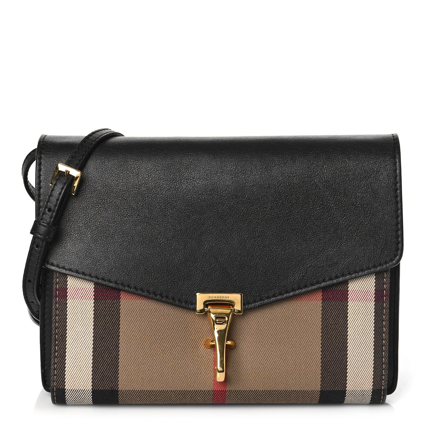 Burberry Derby Calfskin House Check Small Macken Crossbody Bag Black ...