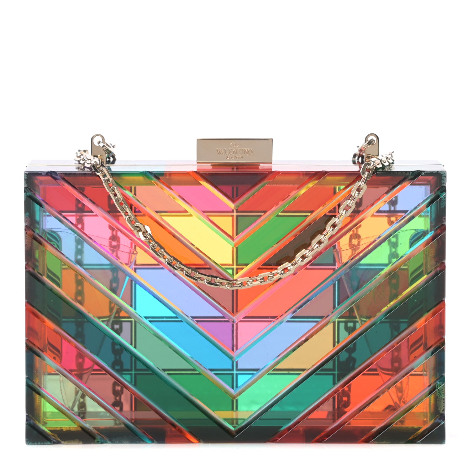 Valentino Garavani Acrylic 1973 Clutch With Chain Multicolor 762567 ...