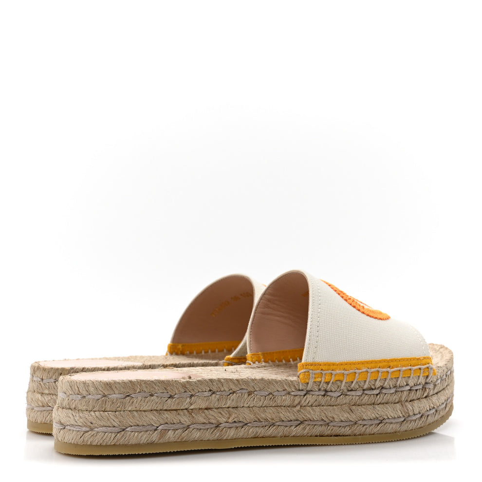 Gucci Canvas Interlocking G Espadrille Slide Sandals 36 Mystic White ...