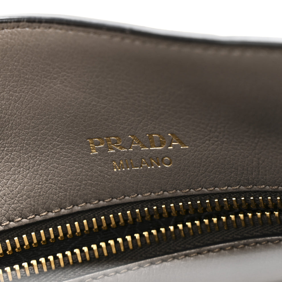 Prada Glace Calfskin Embossed Logo Tote Argilla 1786349 – FASHIONPHILE