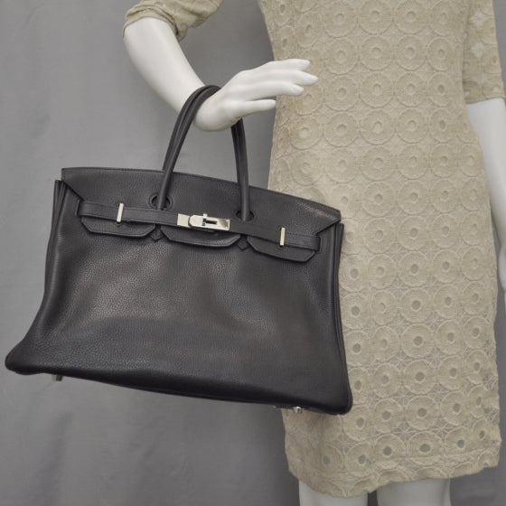 Hermes Taurillon Clemence BIRKIN 35 Black 30436 – FASHIONPHILE