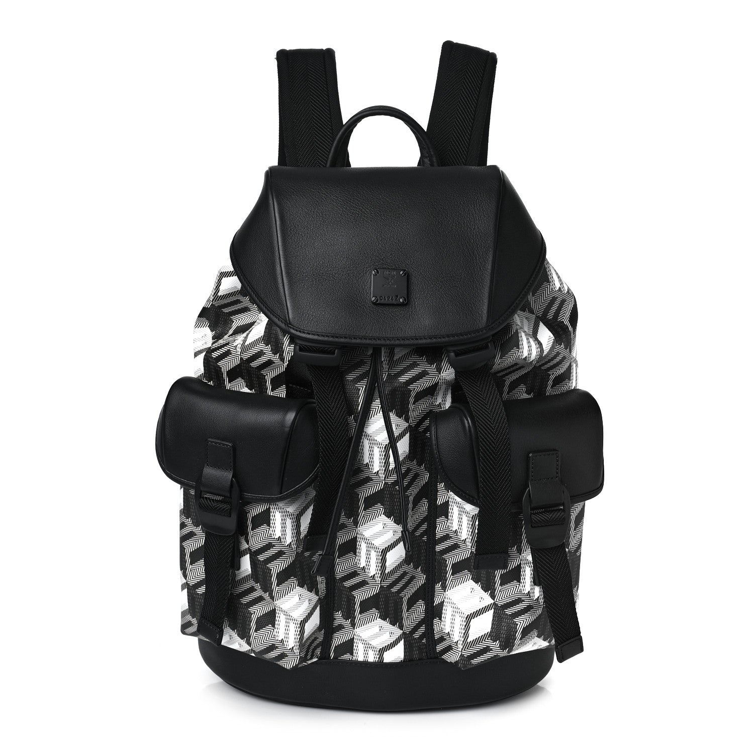 MCM Cubic Monogram Medium Bradenburg Backpack Black White 1159106 ...