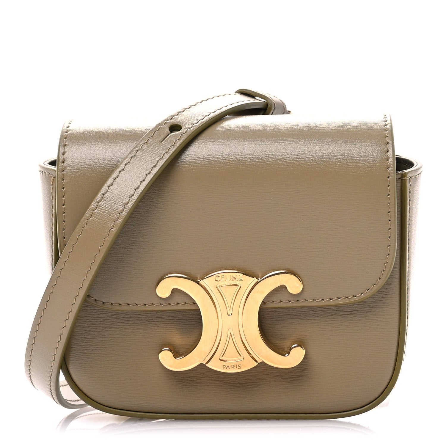 Celine Shiny Calfskin Mini Triomphe Olive 1575505 – FASHIONPHILE